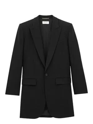 Saint Laurent Single-breasted Long Jacket - Black