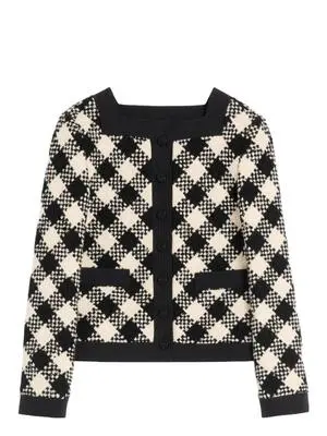 Valentino Garavani Checkerboard Button-up Tweed Jacket - Black