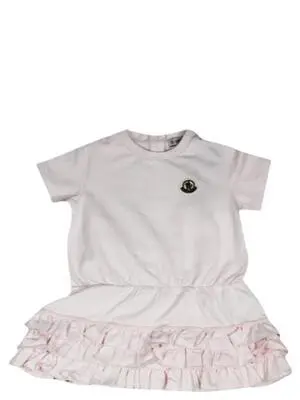 Moncler Short Sleeve Dress With Ruffles - White
