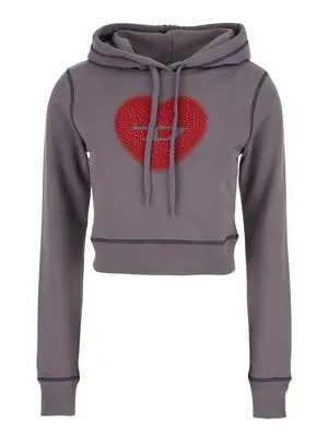 DIESEL® F-slimmy-hood" Drawstring Cropped Hoodie - Grey