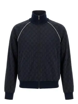 Gucci Monogram Zip-up Jacket - Navy Blue