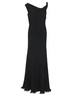 THE ROW Violetta Dress In Textured Matte Wool Crepe - Black
