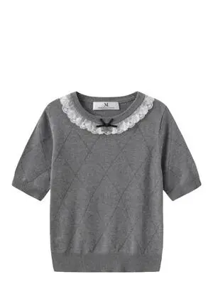 Marissa Chiara Marissa Chiara Short Sleeve Crew Neck Sweater Grey