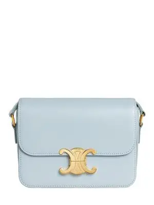 Celine Teen Triomphe Bag In Shiny Calfskin - Blue
