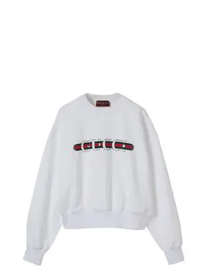 Gucci Gucci Logo Printed Jersey Sweatshirt White