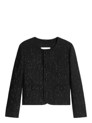 Celine Sequined Wool Jacket - Black