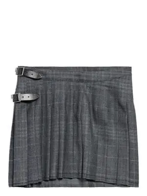 Balenciaga Pleated Mini Skirt With Leather Belt Detail - Grey