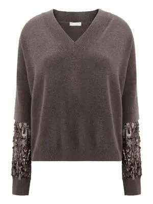 BRUNELLO CUCINELLI Brunello Cucinelli V-Neck Sequin Embellished Sweater