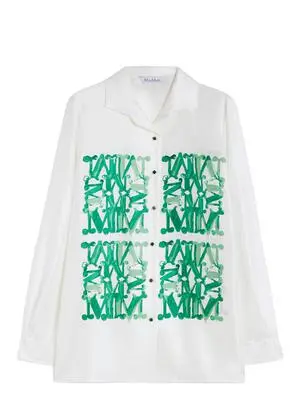 Max Mara Max Mara Nabil Logo Printed Button-Up Shirt Emerald