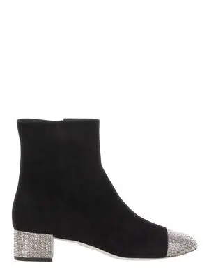 Rene Caovilla Embellished Pointed Toe Boots - Black