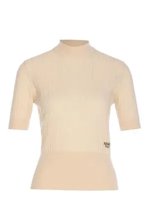 FENDI Fendi Short Sleeve Ribbed Sweater