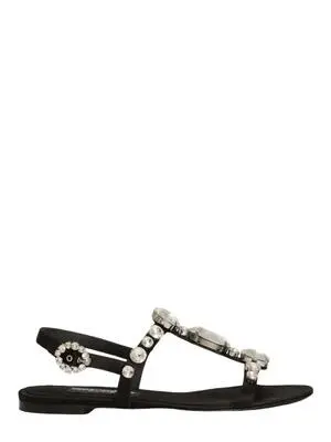 Dolce & Gabbana Embellished Flat Sandals - Black