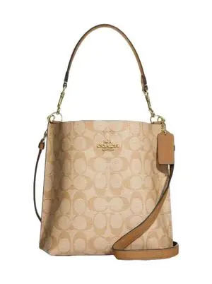 COACH Monogram Top Handle Shoulder Bag - Nude