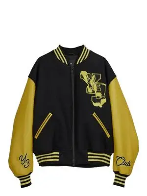Y3 Letterman Bomber Jacket With Graphic Patch - Black