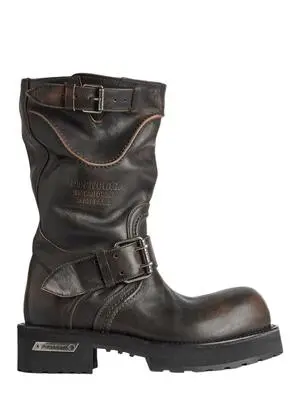 Balenciaga Venom Buckled Leather Boots - Brown