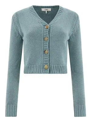 Chloé Cropped Buttoned Cardigan - Green