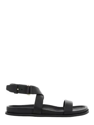 TOTEME Crossover Strap Round Toe Flat Sandals - Black