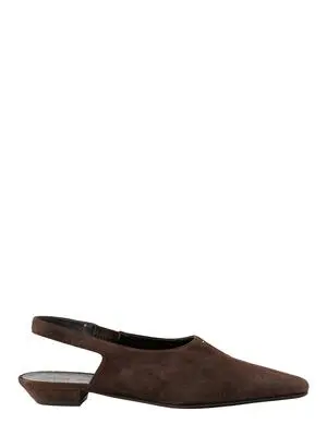 Khaite Celia Open-toe Flats In Suede - Chocolate-colored