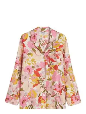 Max Mara Floral Printed Silk Twill Shirt - Pink