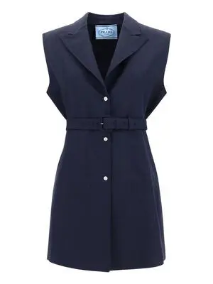 Prada Single-breasted Belted Gilet - Navy Blue