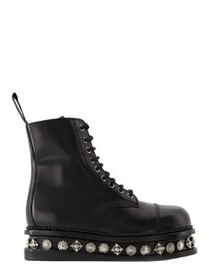Toga Studded Lace-up Boots - Black