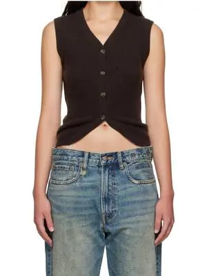 R13 V-neck Sleeveless Ribbed Knit Sweater - Multicolor