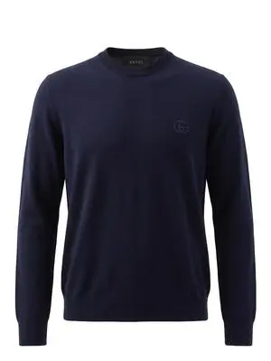 Gucci Wool Sweater With Embroidery - Dark Blue