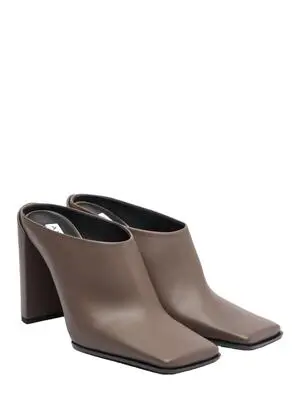 Alaïa Square Toe High Heel Mules - Taupe