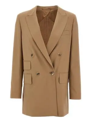 Max Mara Double Breasted Long Sleeve Coat - Brown