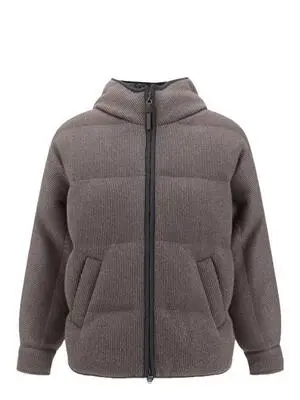 Brunello Cucinelli Padded Zip-up Jacket With Hood - Black
