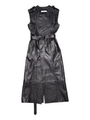 Acne Studios Sleeveless Double-breasted Leather Coat - Black