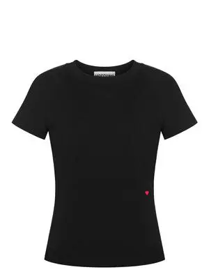 Moschino Heart-embroidered Crewneck T-shirt - Black