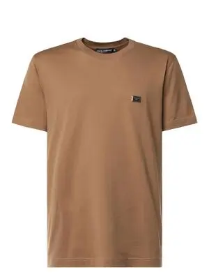 Dolce & Gabbana Dolce  Gabbana Logo Tag Crewneck T-Shirt Brown