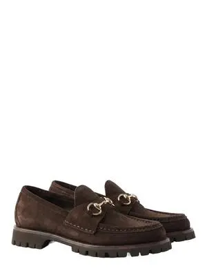 Gucci Suede Horsebit Loafers - Black