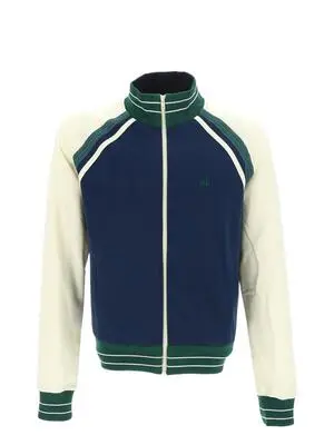 WALES BONNER Striped-trim Zipped Sweatshirt - Blue