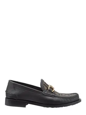 Fendi Ff Logo Pattern Slip-on Loafers - Black