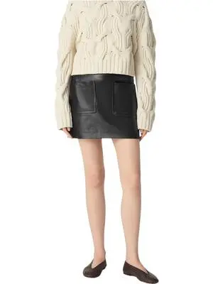 Bottega Veneta Nappa Lambskin Mini Skirt - Black