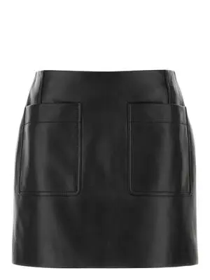 Bottega Veneta Nappa Lambskin Mini Skirt - Black