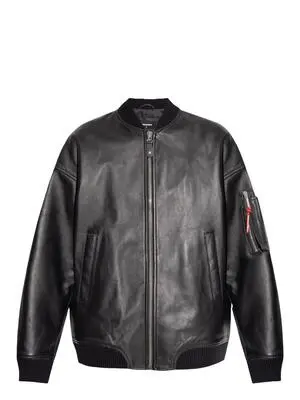 Dsquared2 Leather Zip-up Bomber Jacket - Black