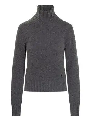Ami Long-sleeved High-neck Sweater - Black
