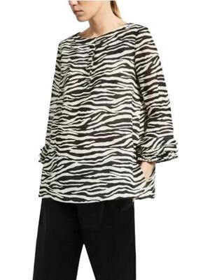 MAX MARA Max Mara Zebra Print Long-Sleeve Top With Side Slits