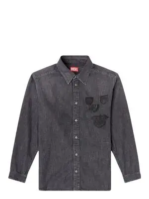 DIESEL® D-simply-s15 Appliqué Denim Shirt - Grey