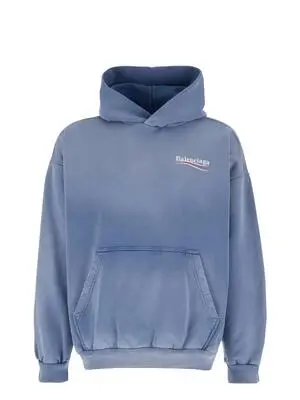 Balenciaga Printed Logo Hoodie - Blue