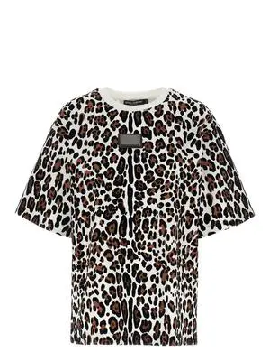 DOLCE & GABBANA Dolce & Gabbana Logo Plaque Animal Print Crewneck T-Shirt