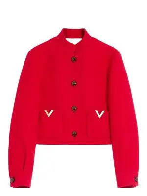 Valentino Garavani Drill Double Caban Pea Coat - Red