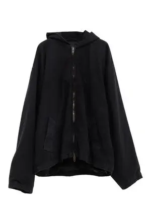 Balenciaga Logo Motif Zip-up Hoodie - Black