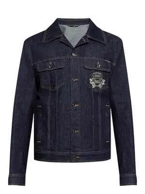 Dolce & Gabbana Heraldic Patch Denim Jacket - Black