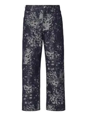 Fendi Straight-leg Jacquard Jeans - Blue