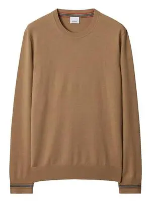 Burberry Wool Sweater With Signature Stripe Detail - Camel