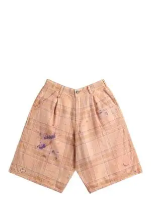 R13 Paint-splatter Plaid Bermuda Shorts - Nude